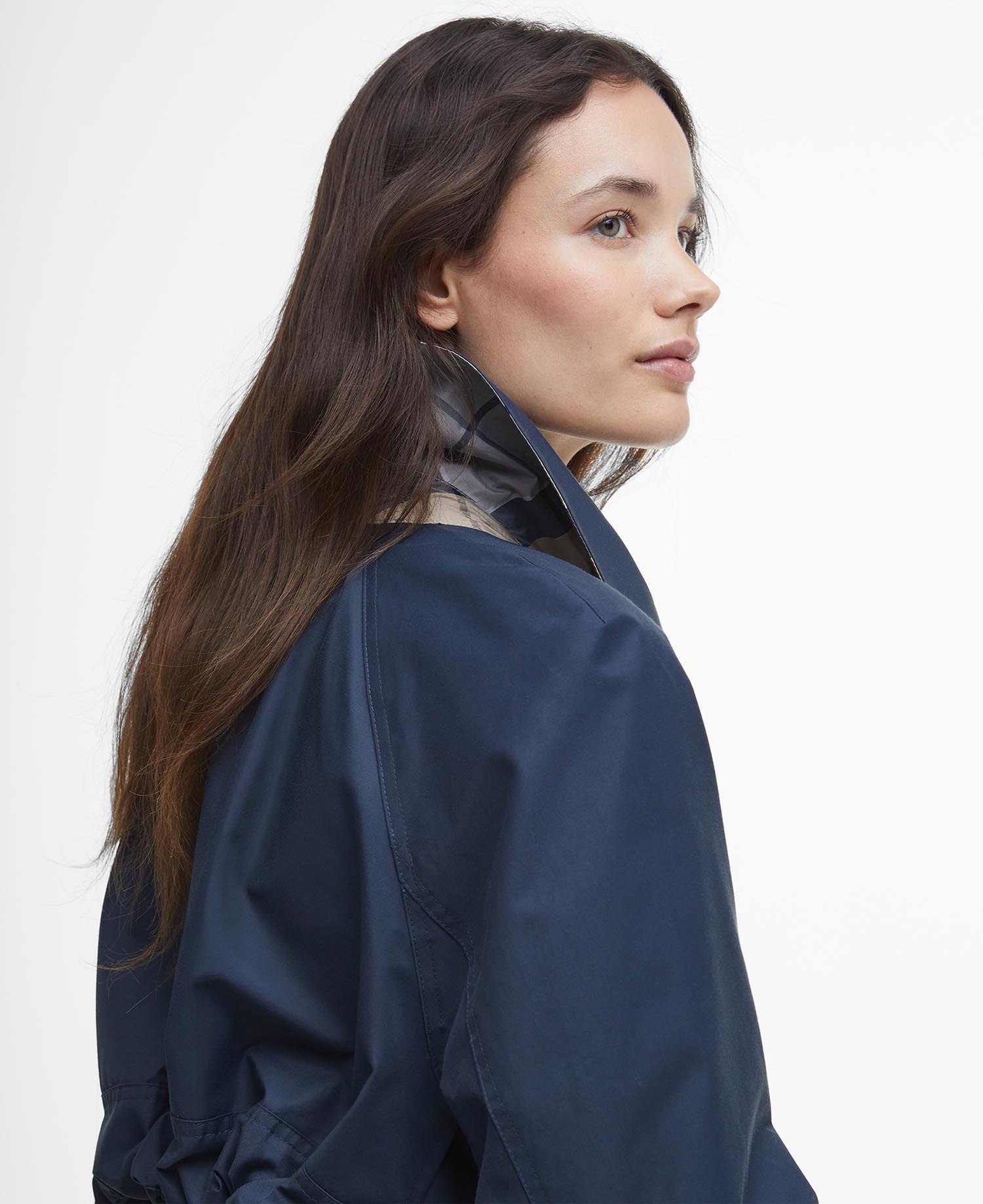 Shop the Barbour Beatrix Showerproof Trench Coat in Navy Shop the Barbour Beatrix Showerproof Trench Coat in Navy